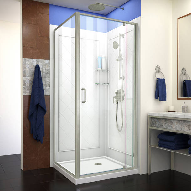 DreamLine Flex 32" x 76.75" Square Pivot Shower Enclosure with Base Included & Reviews | Wayfair